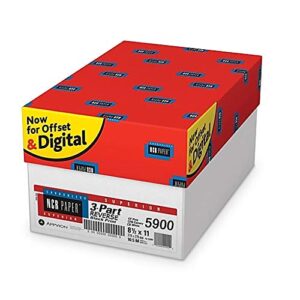 8.5 x 11 superior carbonless paper, ncr5900, 3 part reverse (bright white/canary/pink), 1340 sets, 4000 sheets, 8 reams