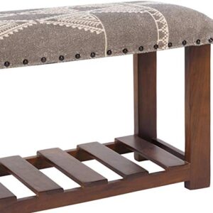 Artistic Weavers Amaia Global Bohemian Upholstered Bench, 16" H x 34" W x 12" D, Medium Grey