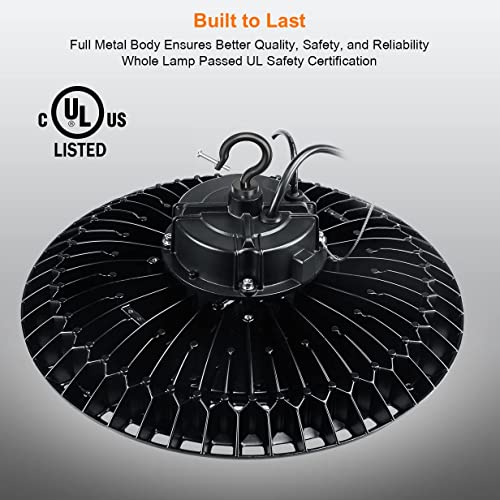 BBESTLED 300W High Bay LED Light UFO Lighting 41,000lm Output IP65 Waterproof Dimmable UL & DLC Listed for Retrofitting Warehouse Factory Commercial Applications AC100-277V