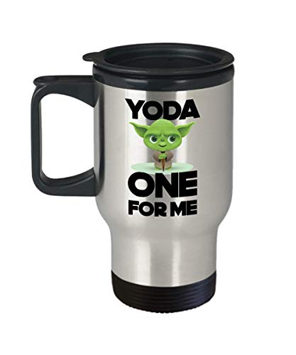 Yoda One For Me Travel Mug for Valentines Day Boyfriend Anniversary Mugs for Men or Women Funny Pun Coffee Cup