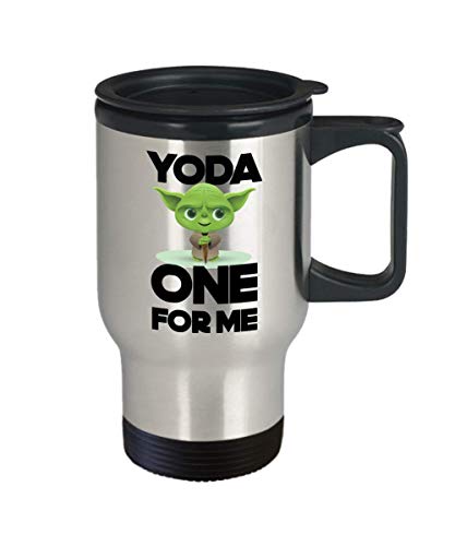 Yoda One For Me Travel Mug for Valentines Day Boyfriend Anniversary Mugs for Men or Women Funny Pun Coffee Cup