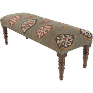 artistic weavers sandoval global jute upholstered bench, 18" h x 48" w x 16" d, dark green