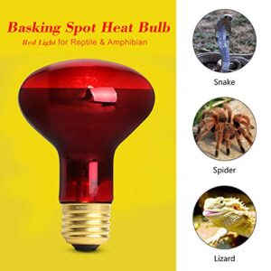 AOMRYOM 75W Infrared Basking Spot Heat Lamp Bulb Red Light Heat Bulbs for Pet Lizards Bearded Dragons Chameleons Snakes Reptiles & Amphibians - 2 Pack