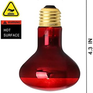 AOMRYOM 75W Infrared Basking Spot Heat Lamp Bulb Red Light Heat Bulbs for Pet Lizards Bearded Dragons Chameleons Snakes Reptiles & Amphibians - 2 Pack