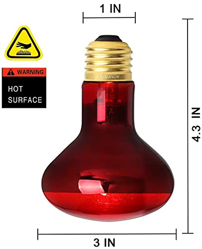 AOMRYOM 75W Infrared Basking Spot Heat Lamp Bulb Red Light Heat Bulbs for Pet Lizards Bearded Dragons Chameleons Snakes Reptiles & Amphibians - 2 Pack