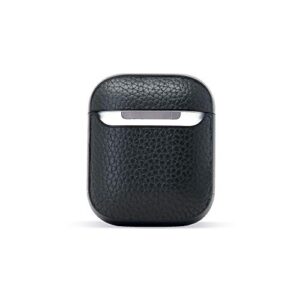 Mous - Protective Case Cover for AirPods 1st and 2nd Generation with Keychain, Wireless Charging Compatible - Genuine Leather - Black - AirPod Accessories