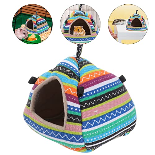 POPETPOP Guinea Pig Bedding - Hedgehog Bedding Hamster Snuggle Sack Rat House Bed Winter Warm Fleece Pet Syrian Hamster Chinchilla Bed Cage Nest Cuddle Cups - Mongolia Style, Size S