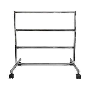 prolinemax 32-1/2"x 15"x 30-1/2" chrome finish 3 bars rolling hanger storage rack retail