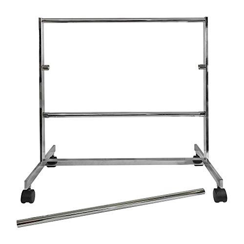 Prolinemax 32-1/2"x 15"x 30-1/2" Chrome Finish 3 Bars Rolling Hanger Storage Rack Retail