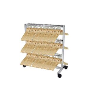 Prolinemax 32-1/2"x 15"x 30-1/2" Chrome Finish 3 Bars Rolling Hanger Storage Rack Retail