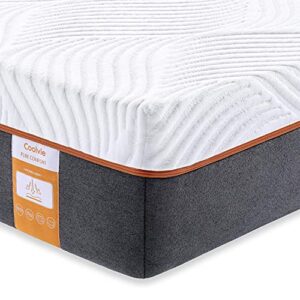 coolvie queen mattress, 10 inch comfy cool memory foam and innerspring hybrid mattress, with individually pocket coils, cushioning euro top and breathable hypoallergenic knitted cover