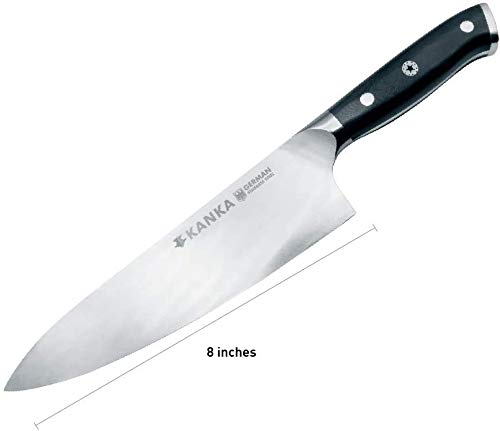 Professional 8" Chef Knife High Grade 1.4116 Stainless Steel. Ultra-premium G-10 fiberglass handle. Premium Wood Sheath INCLUDED!