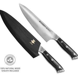 Professional 8" Chef Knife High Grade 1.4116 Stainless Steel. Ultra-premium G-10 fiberglass handle. Premium Wood Sheath INCLUDED!