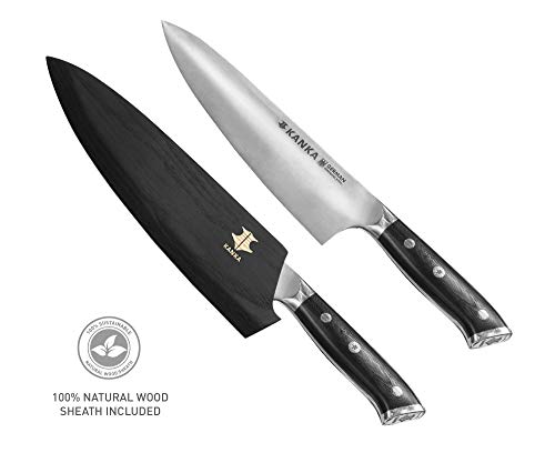 Professional 8" Chef Knife High Grade 1.4116 Stainless Steel. Ultra-premium G-10 fiberglass handle. Premium Wood Sheath INCLUDED!