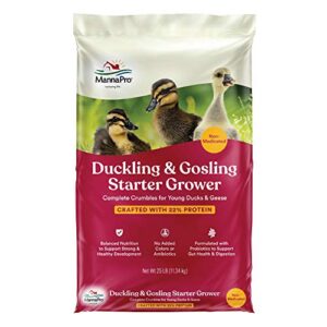 manna pro duck starter grower crumble | non-medicated feed for young ducks | supports healthy digestion | 25 pounds