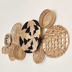 Artera Round Handwoven 3 Piece Wicker Baskets, Wall Basket Decor, Lamp Shade, Seagrass Decorative Baskets for Fruits and Decorative Collections in Kitchens and Living Areas. (Beige)