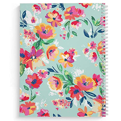 Softcover Festive Floral 8.5" x 11" Spiral Notebook/Journal, 120 College Ruled Pages, Durable Gloss Laminated Cover, White Wire-o Spiral. Made in the USA