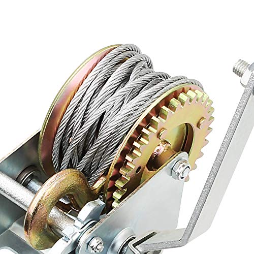 Crank Winch Boat Trailer Winch 800lbs Capacity Heavy Duty Hand Winch Crank Cable Gear Winch with 26FT Wire Rope and Hook for Trailer, Boat, ATV or Deer Feeder