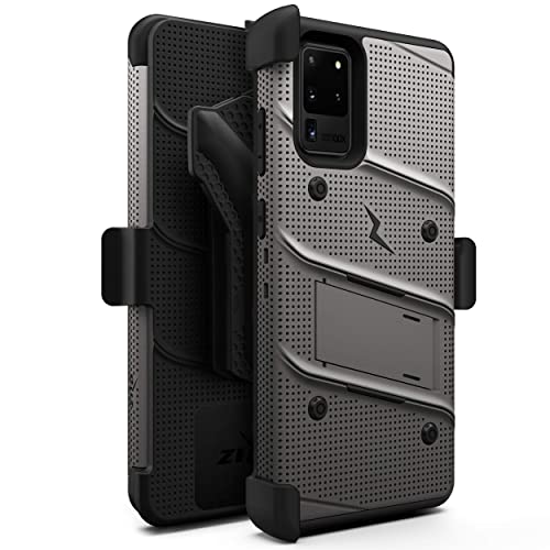 ZIZO Bolt Series for Galaxy S20 Ultra Case with Kickstand Holster Lanyard - Gun Metal Gray