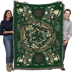 Pure Country Weavers Celtic Hounds Blanket by Jen Delyth - Gift Tapestry Throw Woven from Cotton - Made in The USA (72x54)