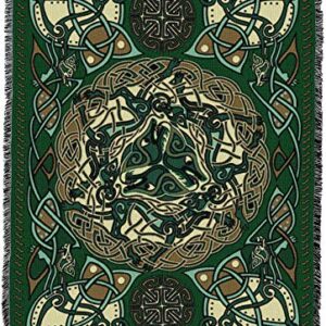 Pure Country Weavers Celtic Hounds Blanket by Jen Delyth - Gift Tapestry Throw Woven from Cotton - Made in The USA (72x54)