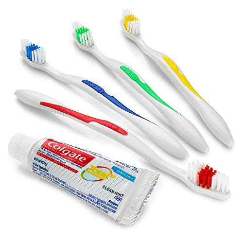 Variety Savings 50 Toothbrushes Bulk Wholesale Quantity Standard Size, Dental Care Toiletries, Medium Soft Bristles, Individually Wrapped, Homeless Care, Disposable Use, Hotels, Travel,