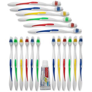 Variety Savings 50 Toothbrushes Bulk Wholesale Quantity Standard Size, Dental Care Toiletries, Medium Soft Bristles, Individually Wrapped, Homeless Care, Disposable Use, Hotels, Travel,