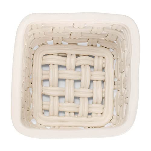 DEMDACO Woven Fruit Glossy White 5 x 3 Ceramic Stoneware Open Home Storage Basket