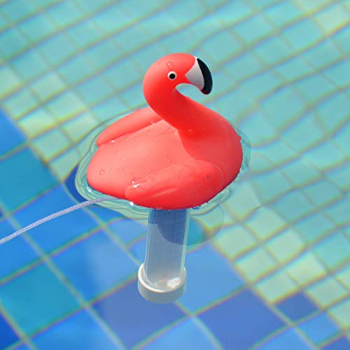 XY-WQ Floating Pool Thermometer, Large Size Easy Read for Water Temperature with String for Outdoor and Indoor Swimming Pools and Spas (Flamingo)