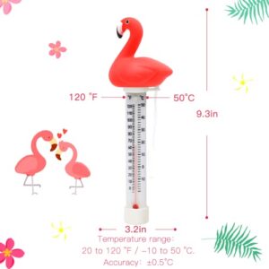 XY-WQ Floating Pool Thermometer, Large Size Easy Read for Water Temperature with String for Outdoor and Indoor Swimming Pools and Spas (Flamingo)