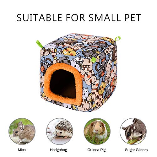 Tfwadmx Warm Guinea Pig Hamster Bed Hedgehog Hut Plush House Winter Nest Hanging Hammock Hideaway Cave Cage for Small Animal Rat Sugar Glider Chinchilla