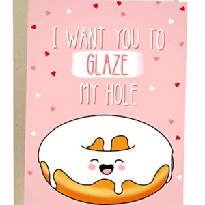 Sleazy Greetings Funny Anniversary Cards for Husband | Naughty Birthday Card for Men Him | Funny Valentines Day Card for Boyfriend | Glaze My Hole Donut Card