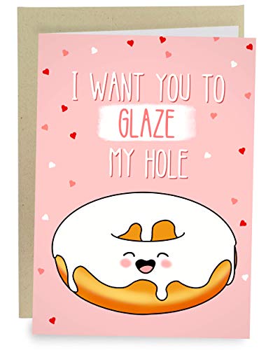 Sleazy Greetings Funny Anniversary Cards for Husband | Naughty Birthday Card for Men Him | Funny Valentines Day Card for Boyfriend | Glaze My Hole Donut Card