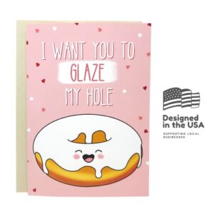 Sleazy Greetings Funny Anniversary Cards for Husband | Naughty Birthday Card for Men Him | Funny Valentines Day Card for Boyfriend | Glaze My Hole Donut Card