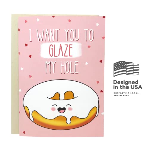 Sleazy Greetings Funny Anniversary Cards for Husband | Naughty Birthday Card for Men Him | Funny Valentines Day Card for Boyfriend | Glaze My Hole Donut Card