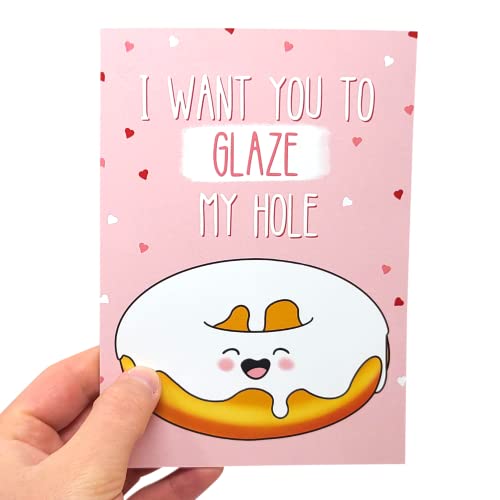 Sleazy Greetings Funny Anniversary Cards for Husband | Naughty Birthday Card for Men Him | Funny Valentines Day Card for Boyfriend | Glaze My Hole Donut Card