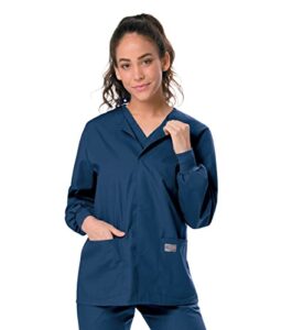 landau scrub zone unisex relaxed fit 2-pocket snap-front scrub jacket 75231 navy