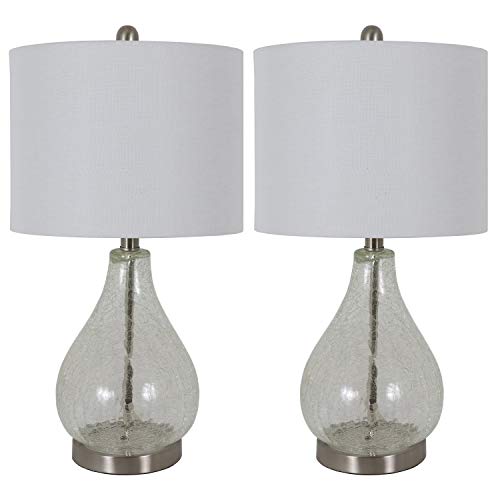 Decor Therapy Crackled Teardrop Table Lamps, Set of 2,Glass, Clear