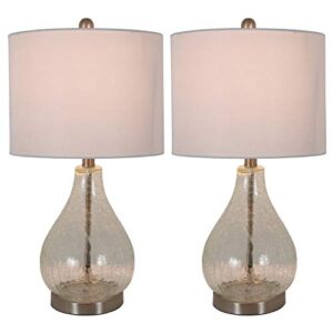 Decor Therapy Crackled Teardrop Table Lamps, Set of 2,Glass, Clear