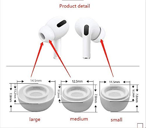 Zotech Replacement 3 Pairs Silicone Ear Tips for Apple Airpods Pro 1st & 2nd Gen (S/M/L)