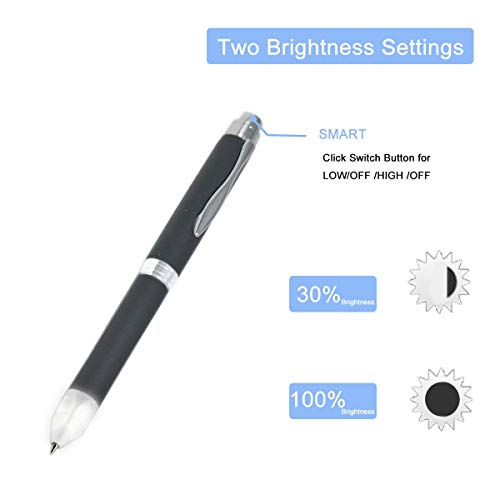 LED Pen, Yacig Light Pens, Two Brightness Settings, 1x AAA Battery Powered, Matte Black Barrel, Light Up Pens for Writing in Low Light Situations (White Light and Red Light)