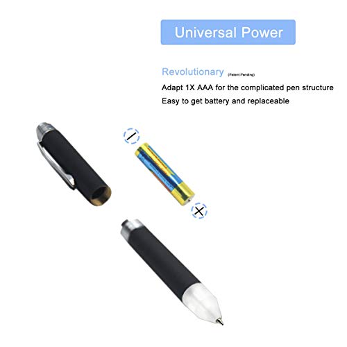 LED Pen, Yacig Light Pens, Two Brightness Settings, 1x AAA Battery Powered, Matte Black Barrel, Light Up Pens for Writing in Low Light Situations (White Light and Red Light)