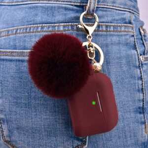 Case for Airpods Pro, Filoto Airpod Pro Case Cover for Apple AirPods Pro (2019), Cute Protective Silicone Case Accessories with Pompom Keychain for Women Girl (Burgundy pro)