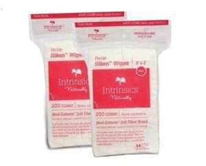 intrinsics petite silken wipes - 2"x2", 4-ply blend of soft fibers, 2 pack bundle