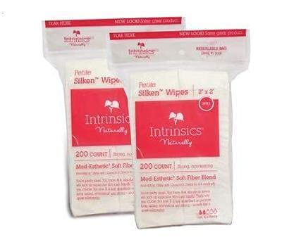 Intrinsics Petite Silken Wipes - 2"x2", 4-ply Blend of Soft Fibers, 2 pack bundle