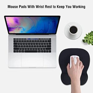 EooCoo Ergonomic Mouse Pad with Wrist Support Memory Foam, Non-Slip Base Mouse Mat for Internet Cafe, Home & Office - Black