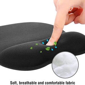 EooCoo Ergonomic Mouse Pad with Wrist Support Memory Foam, Non-Slip Base Mouse Mat for Internet Cafe, Home & Office - Black