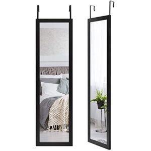 americanflat 12x48 black over the door mirror - full length hanging door mirror for bedroom, bathroom, dorm - long full body mirror with hanger and shatter-resistant glass