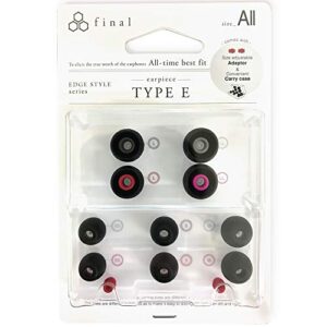 Final Audio Black+Black/Red Silicone Type E Eartips kit with Case and Nozzle Adaptor Compatible With 1More, AKG, Audio-Technica, Beats by Dre, Campfire Audio, Empire Ears, Shure, Sony, Westone (Multi)