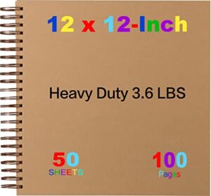 12x12 large scrapbook 3.6 lbs heavy duty scrapbook album | scrapbook photo album | kraft hardcover notebook with 50 sheet | use as photo album, baby book, sketchbook|12x12 inch 100 page